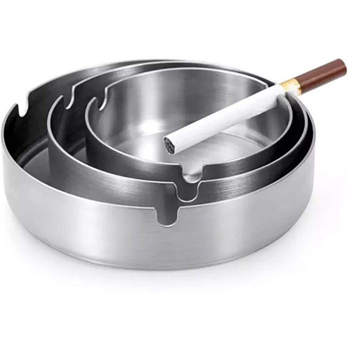 Jual Asbak Stainless Cafe Tebal Bulat POLOS SET 3PC asbak besi 8-10 ...