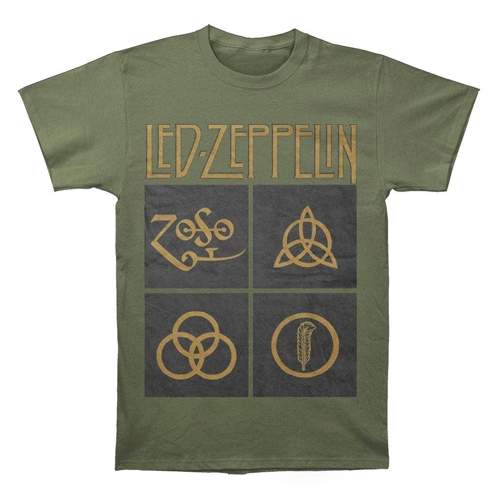 Jual Led Zeppelin - Gold Symbols In Black Square Green | Shopee Indonesia