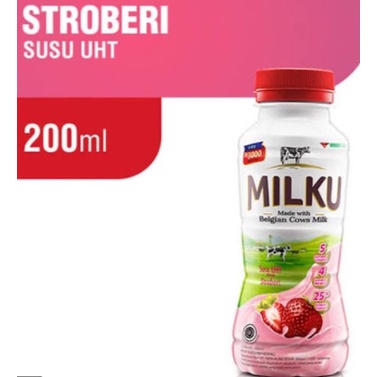 Jual Milku Susu UHT Rasa Strawbery 200 ml x 12 botol ORIGINAL | Shopee ...