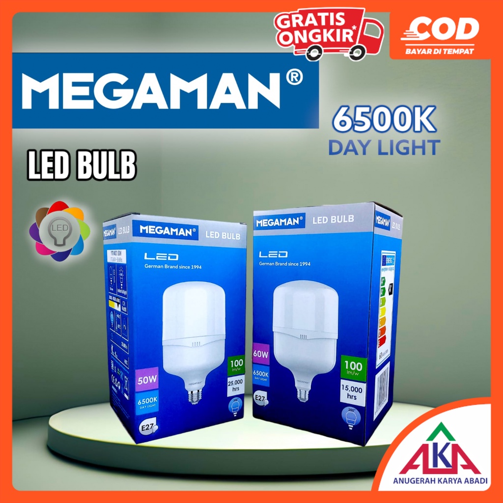 Jual MEGAMAN T-BULB Bohlam Lampu LED 50 / 60 Watt Daylight Putih | Shopee Indonesia