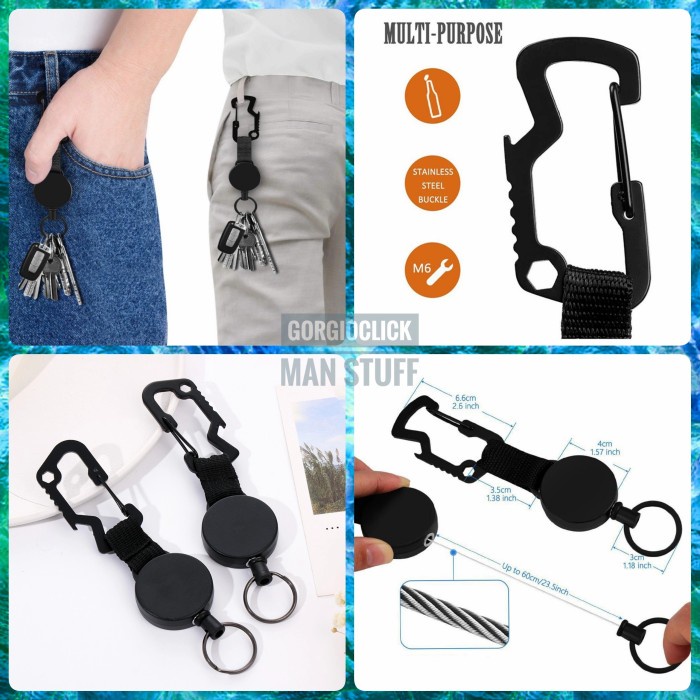 Jual Gantungan Kunci Carabiner Retractable Multifungsi | Shopee Indonesia
