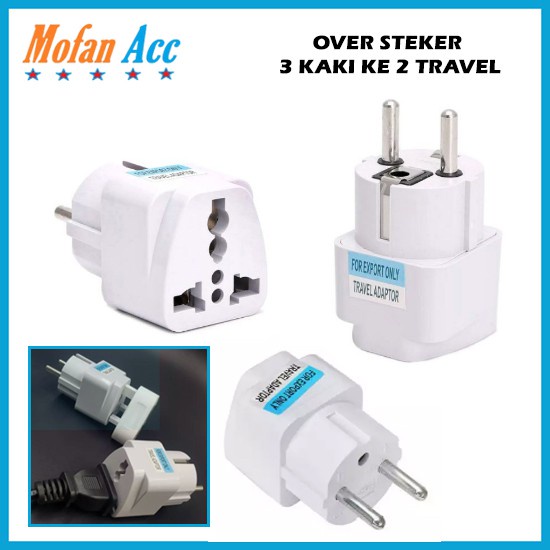 Jual [MA] Over Steker Adaptor 3 Kaki Travel Adapter ke 2 Universal (UK ...