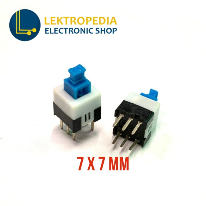 Jual PUSH ON 6P 7x7 biru Saklar Tekan Button 6 pin kaki 7mm kotak kecil ...