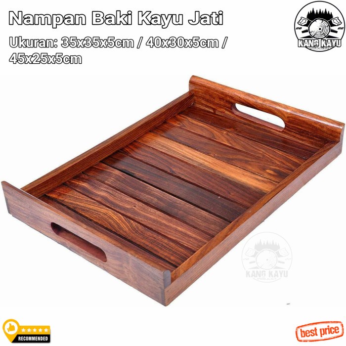 Jual Baki kayu Jati Nampan wooden tray full kayu 35cm | Shopee Indonesia