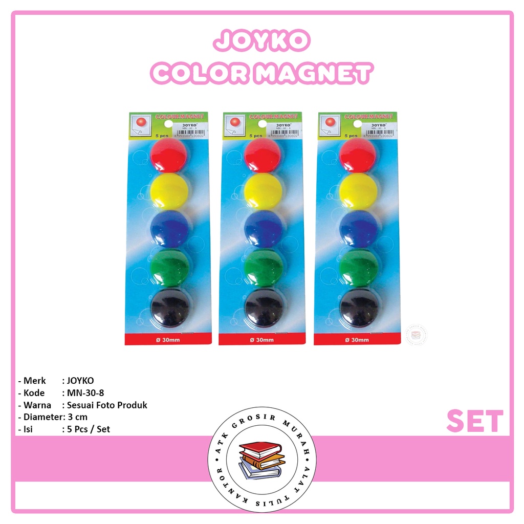 Jual JOYKO - Magnet Papan Tulis Whiteboard Kulkas MN-30-5 Bulat 3 cm ...