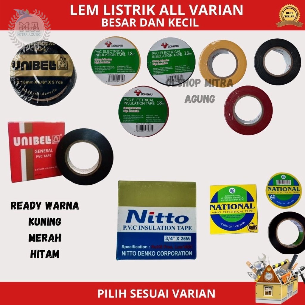 Jual Isolasi Listrik / Lem Listrik National 3/4" x 20 Yard / Lakban ...