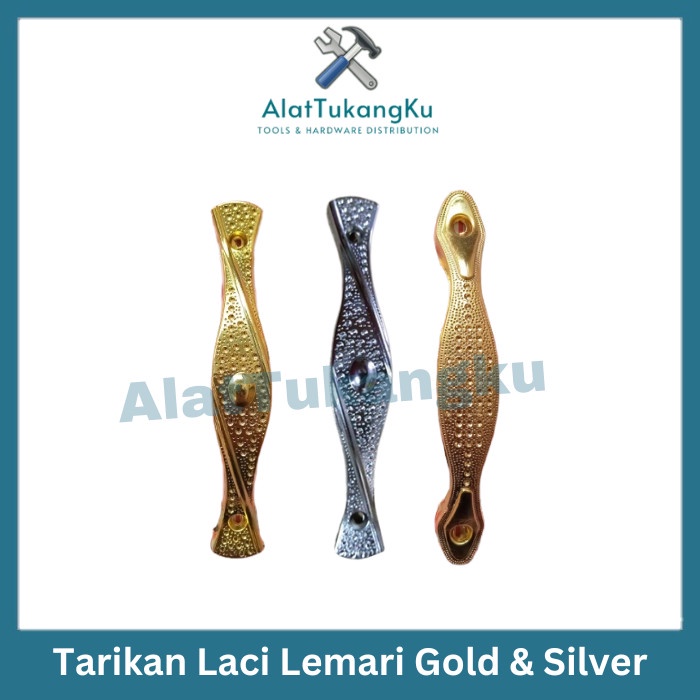 Jual Tarikan Laci + Skrup Gold Silver Handle Pegangan gagang Pintu ...