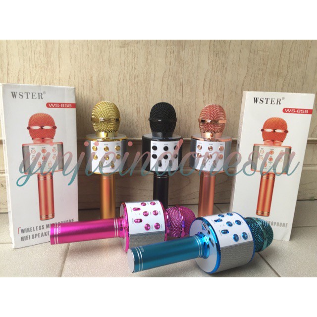Jual MIC WS-858 Portable Bluetooth Wireless Microphone Speaker Karaoke (NO LOGO) | Shopee Indonesia