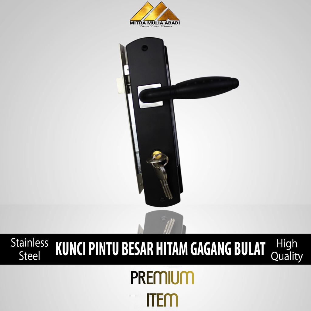 Jual KUNCI PINTU BESAR HITAM KOTAK GAGANG BULAT / HANDLE PINTU / KUNCI ...