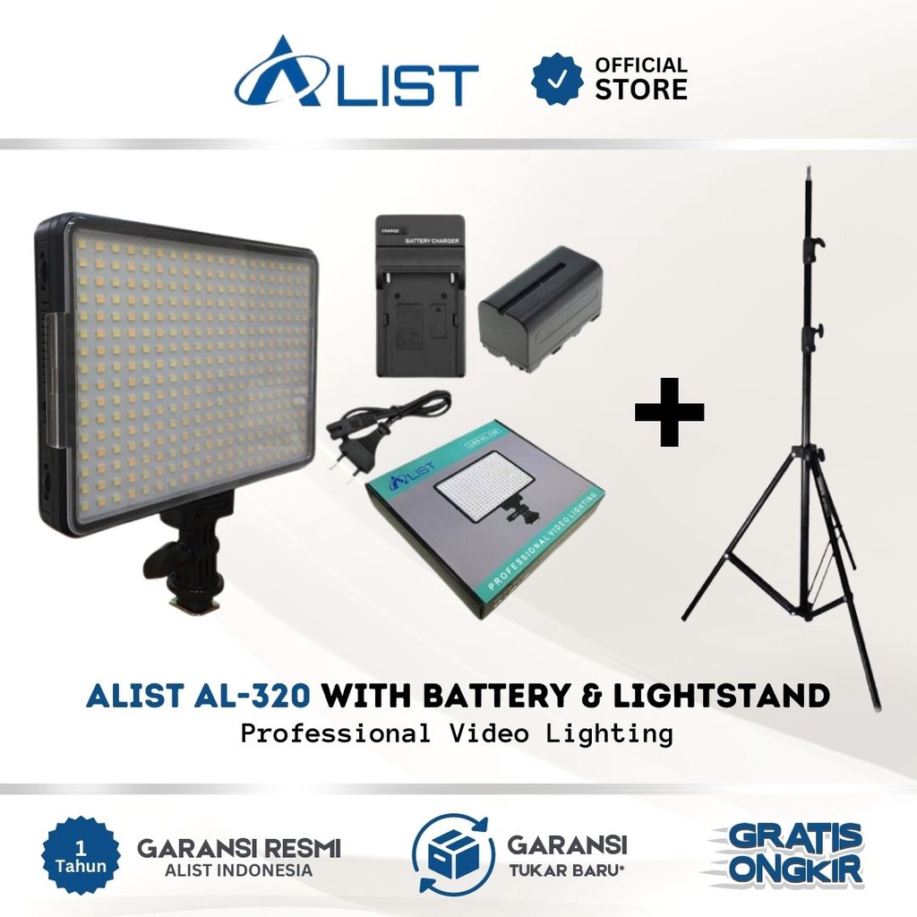 Jual A LIST Lampu LED Profesional AL-320 with Battery & Lightstand ...