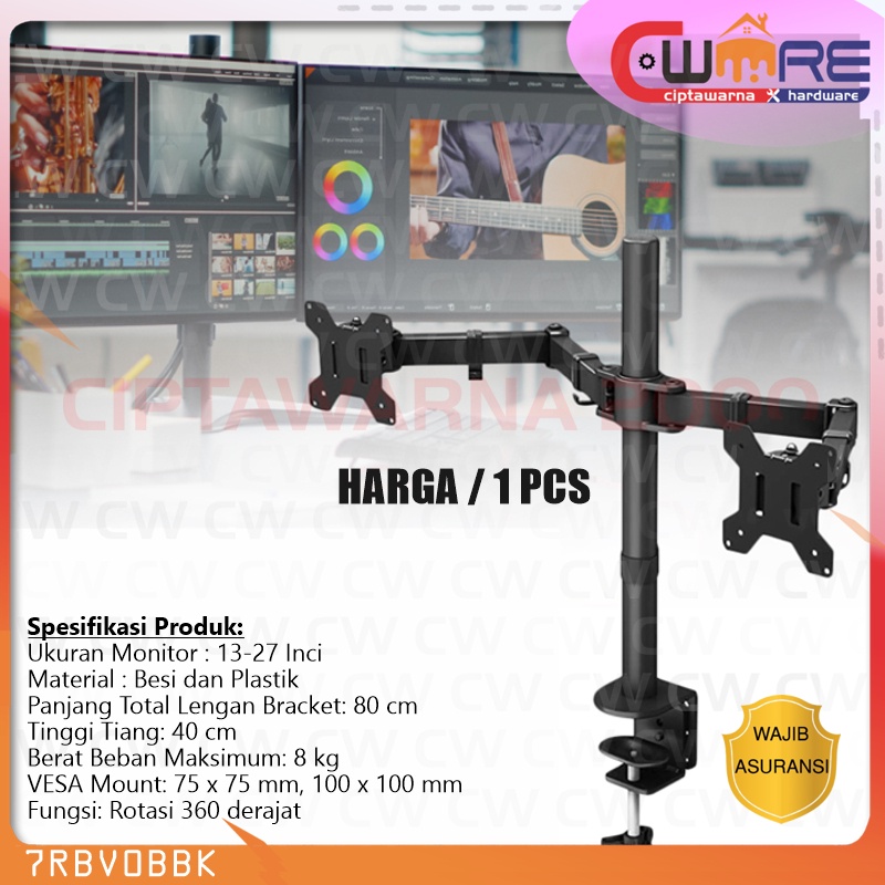 Jual Penyanggah Bracket Monitor LED LCD 13 - 27 inch, Dual Arm Monitor ...