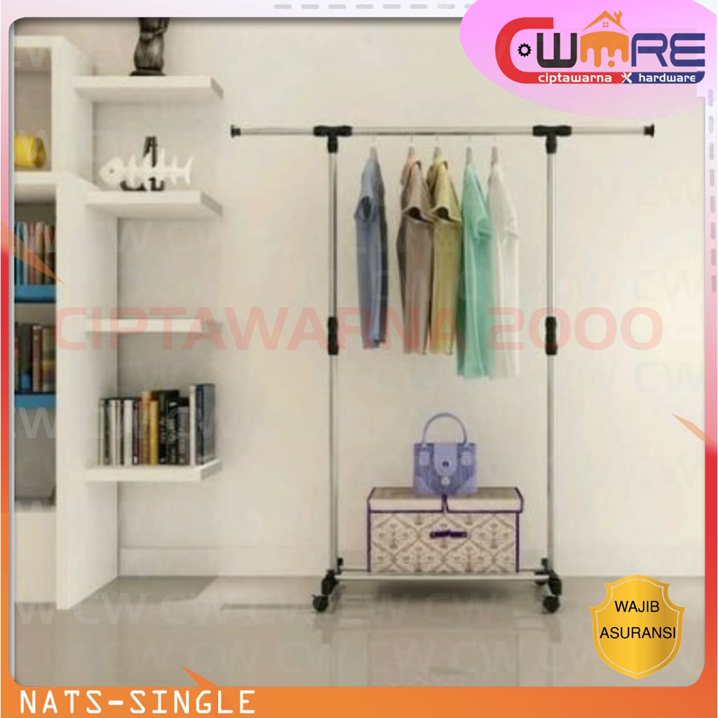 Jual Stand Hanger Single Sisi Satu Rak Dengan 4 Roda Asli Portable ...