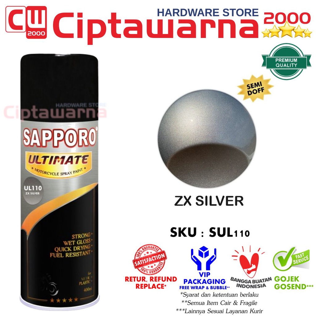 Jual Cat Semprot Sapporo Ultimate UL110 ZX SILVER / Sapporo Spray ... Jual Cat Semprot Sapporo Ultimate UL110 ZX SILVER / Sapporo Spray ...