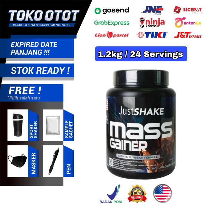Jual JustShake Premium Mass Gainer + MCT 1.2kg Just Shake Weight Gain ...