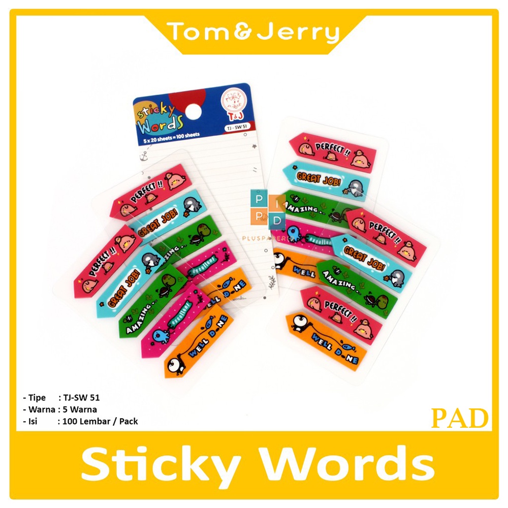 Jual TOM & JERRY - Labels Sticker Kata SW 51 Sticker Words - Pad ...
