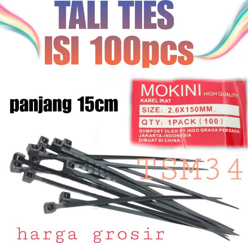 Jual Kabel Ties tis isi 100 pcs 2.6x150mm cable Ties Tie nilon / tali ...