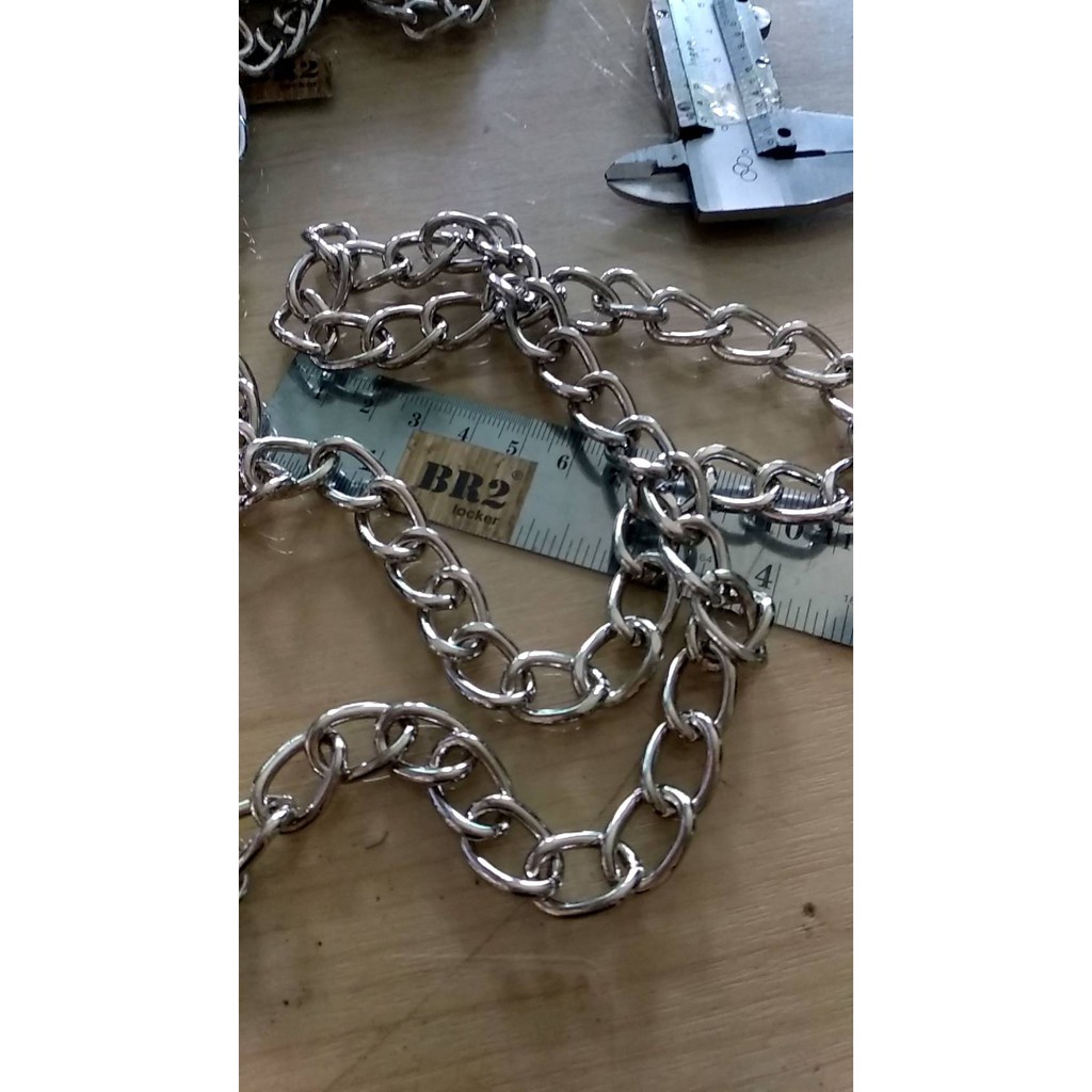 Jual Rantai Besi lebar 12 mm kawat 2 mm warna nikel | Shopee Indonesia