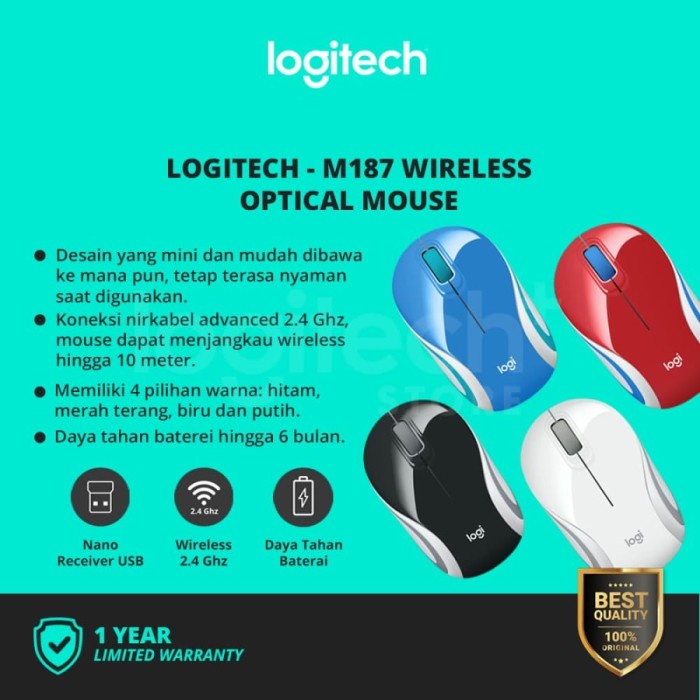 Jual Logitech M187 / M 187 Wireless Mouse Optical | Shopee Indonesia