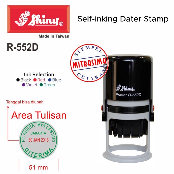 Jual Stempel Shiny R-552D ( R552D bulat dengan tanggal Tipe R 552D ...