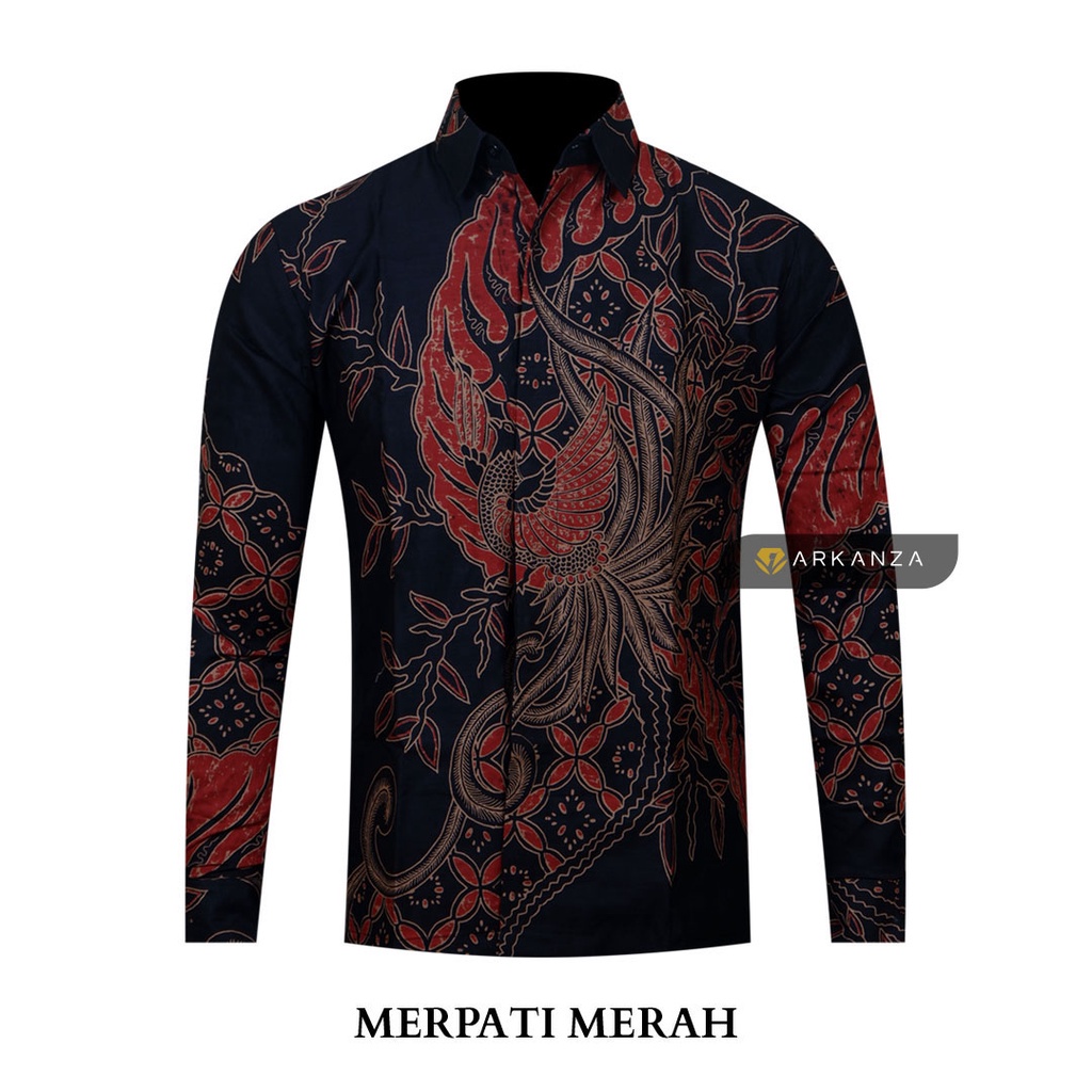 Jual GUDANG BATIK ARKANZA Motif MERPATI MERAH Kemeja Batik Pria Slimfit Full Lapis Furing ...