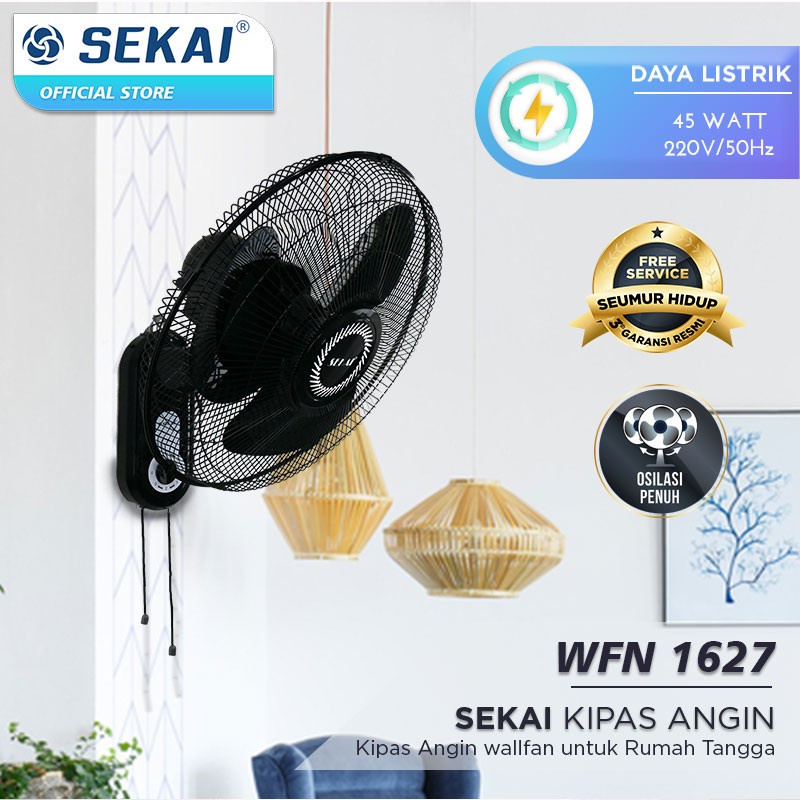 Jual Kipas Angin Dinding Sekai WFN 1627 / Wall Fan Plastik Besar 16 Inch | Shopee Indonesia