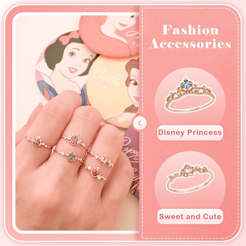 Jual [UNI] Cincin Adjustable Disney Princess Ring 925 Silver Open Crown ...