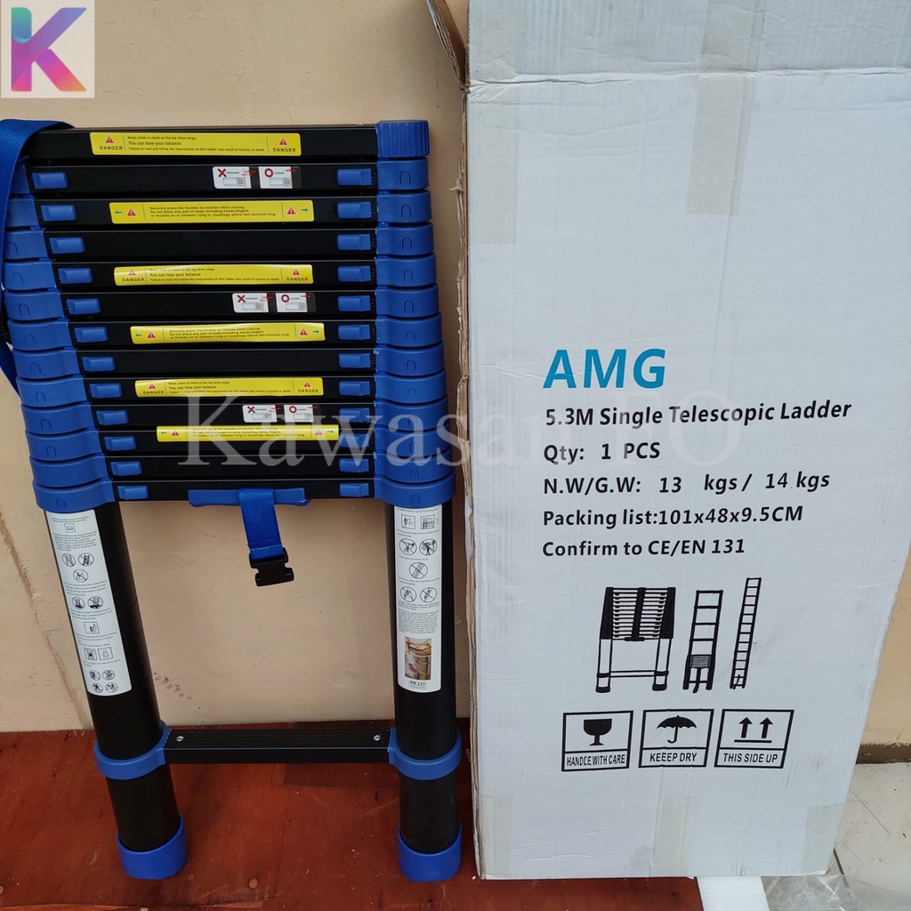 Jual Tangga Teleskopik 5.3 Meter - Biru AMG / Tangga Lipat Aluminium ...