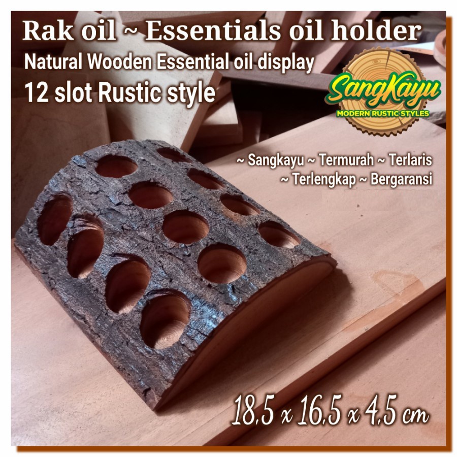 Jual Rak oil 12 slot rak essential kayu essential holder display | Rak ...