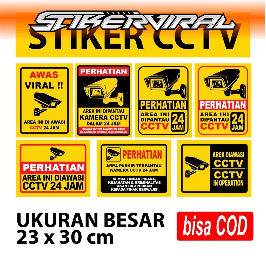 Jual Stiker pengawasan CCTV, Stiker CCTV, Stiker Peringatan CCTV ...