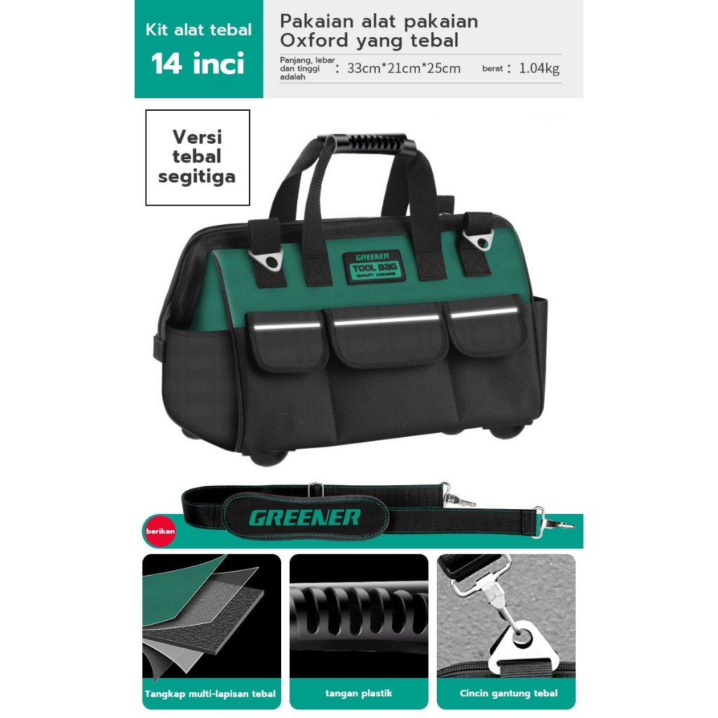Jual GREENER Tas Perkakas Toolkit Toolbox Toolbag Storage Tahan air ...