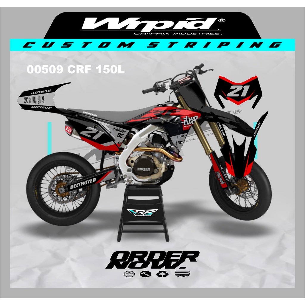 Jual 00509 sticker striping dan fullbody motor crf150l motif garis ...