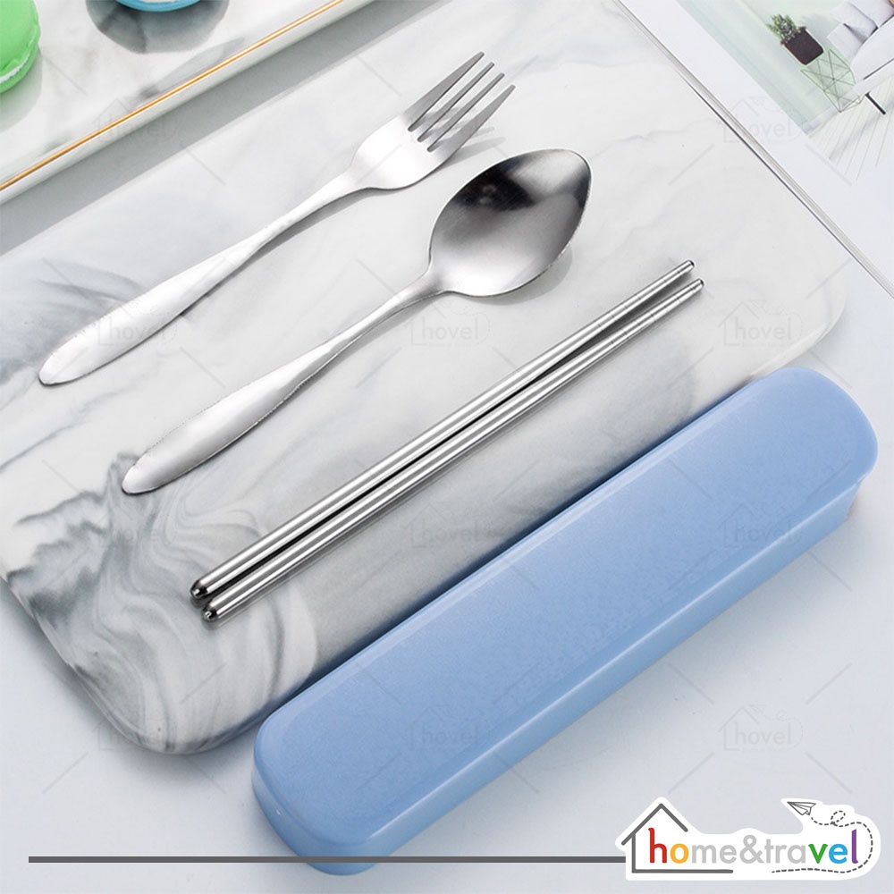 Jual Set Alat Makan Sendok Garpu Sumpit Stainless Steel Tebal Portable ...