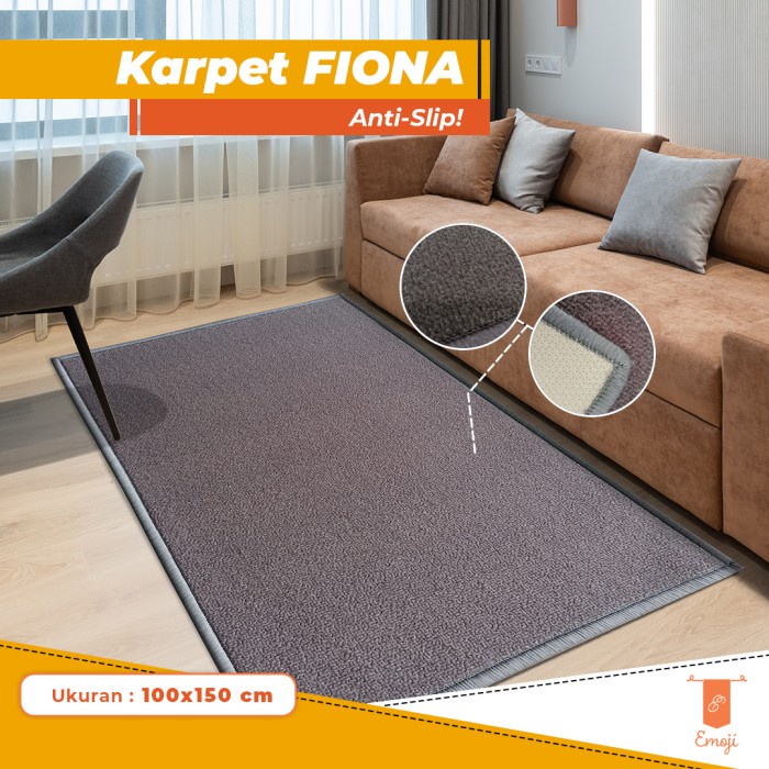 Jual Karpet Polos Alas Lantai Minimalis FIONA GREY Anti Slip 100x150 cm ...