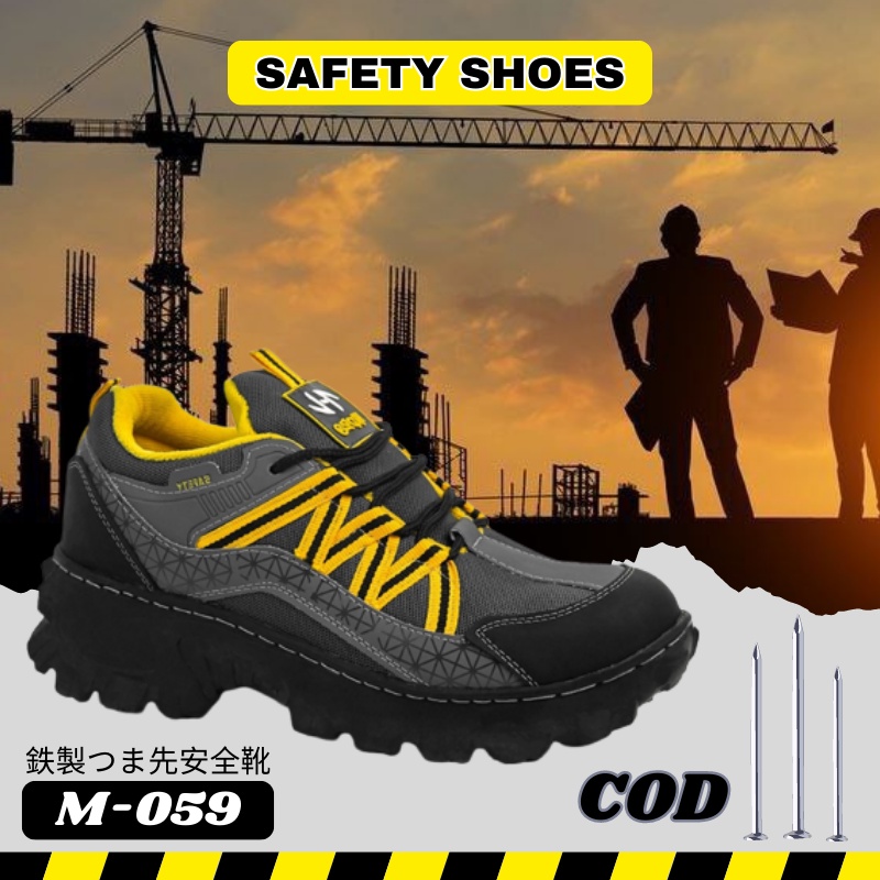 Jual Sepatu Safety Pria Ujung Besi M059 Original 100% Savety Untuk Pria ...