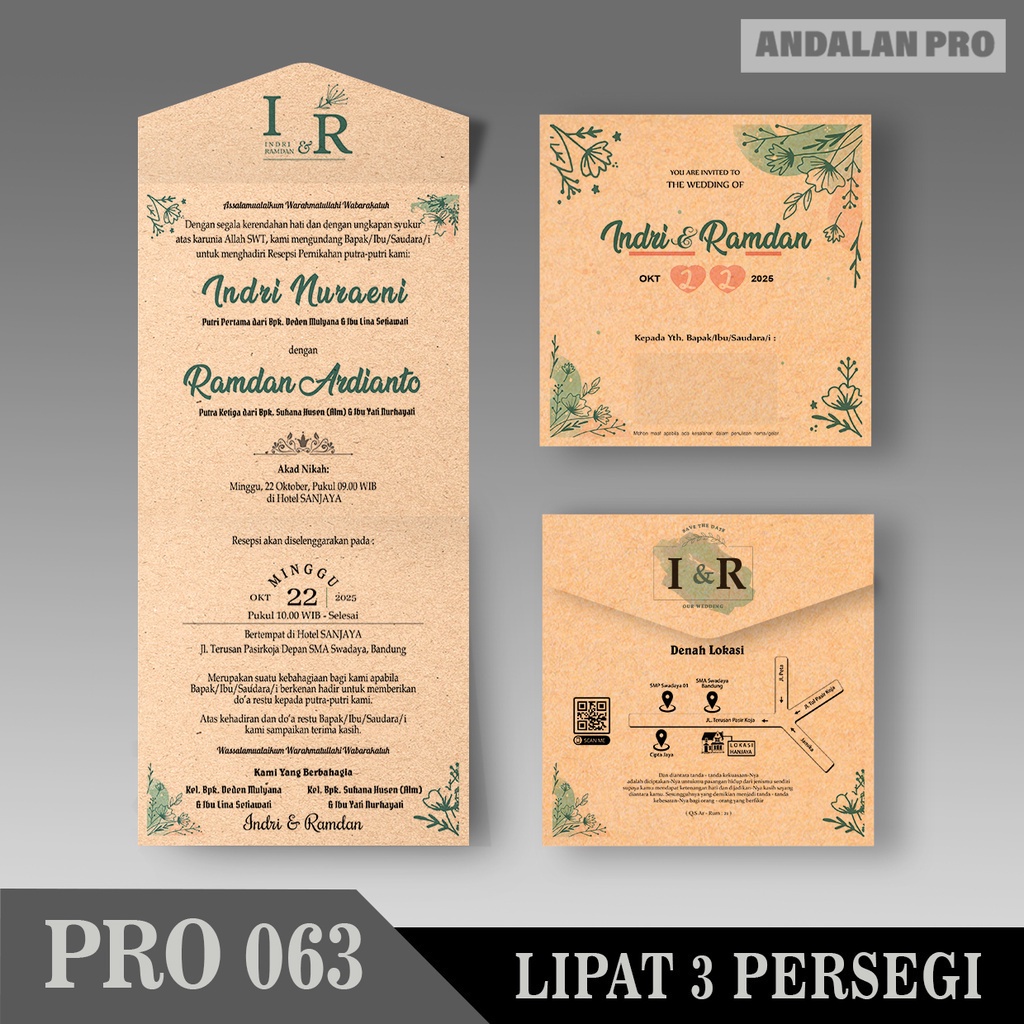 Jual Kode Toko: S6 - Shopee - 50 Desain Undangan Lipat 3 Persegi Bahan ...