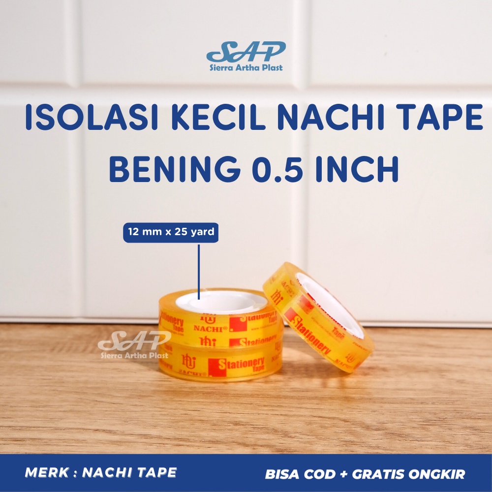 Jual Isolasi Selotip Nachi Tape Lakban Kecil Bening 1/2 inch 12mm x 25y ...