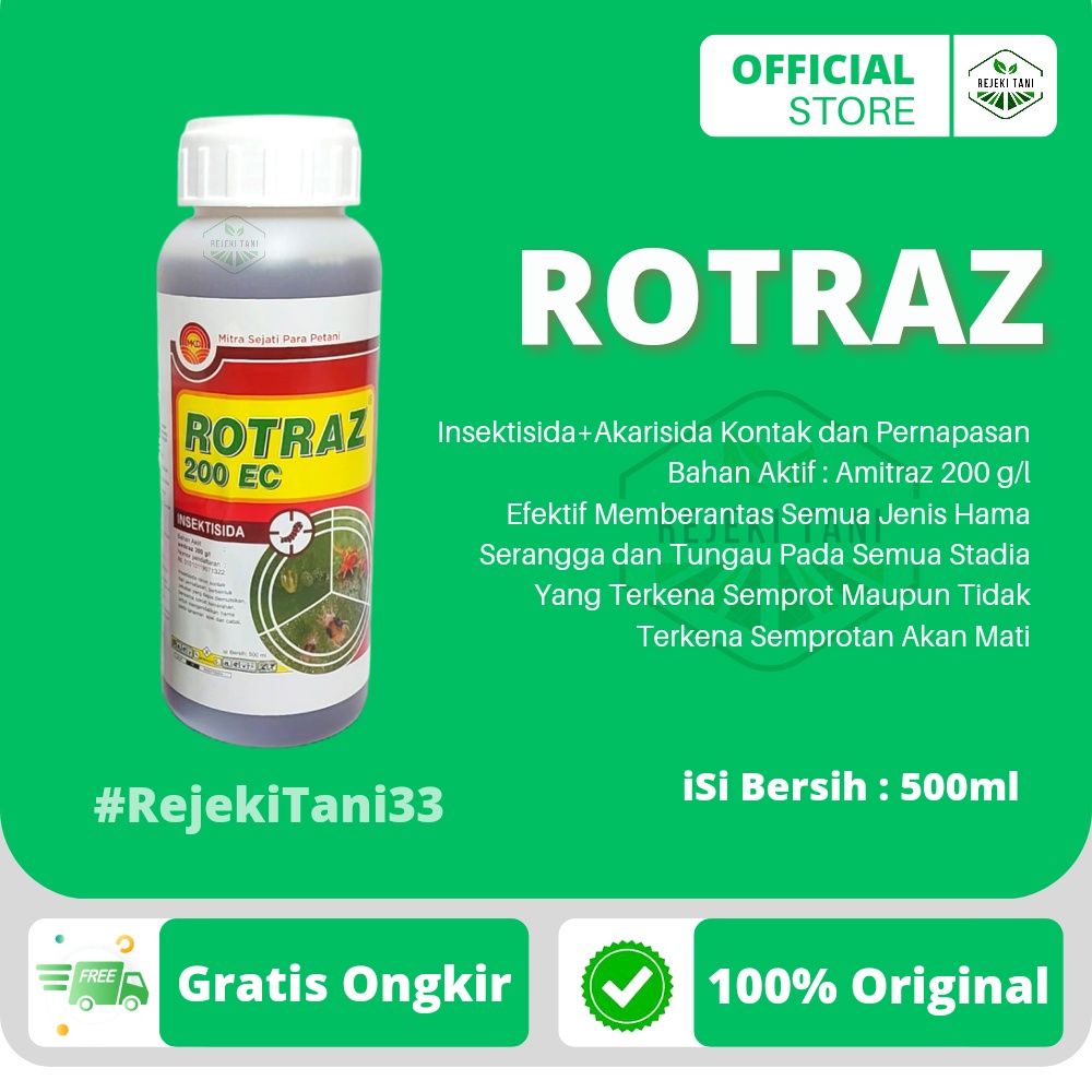 Jual Insektisida ROTRAZ 200 EC 500ml Akarisida Amitraz Merupakan Racun ...