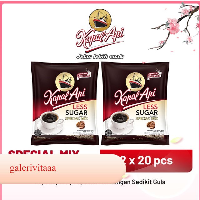 Jual Kapal Api Special Mix Less Sugar 2 Bag ( Isi 20 Pcs x 21 Gram ...