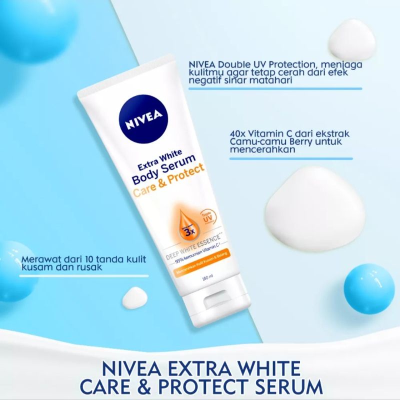 Jual NIVEA Body Serum Extra White Care & Protect 180ml Kemasan Baru ...