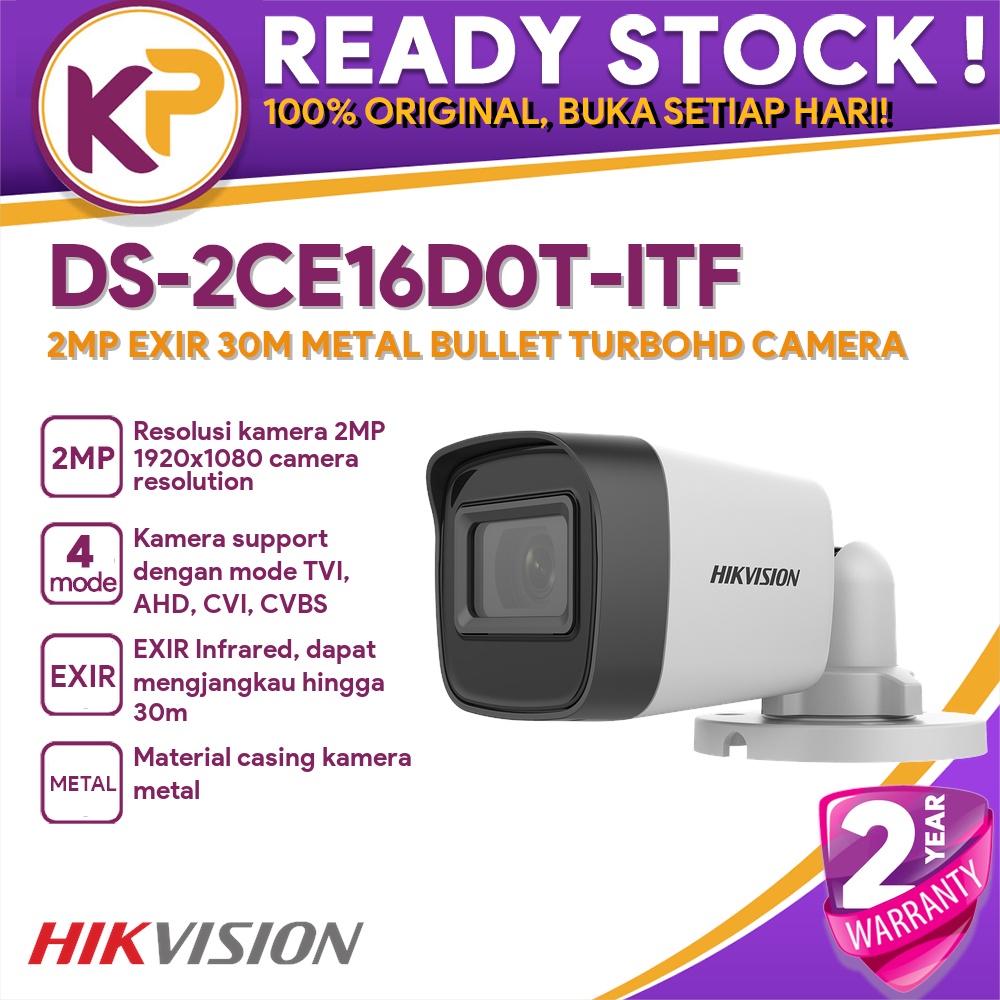 Jual HIKVISION DS-2CE16D0T-ITF 2MP EXIR 30M METAL BULLET TURBOHD CAMERA | Shopee Indonesia
