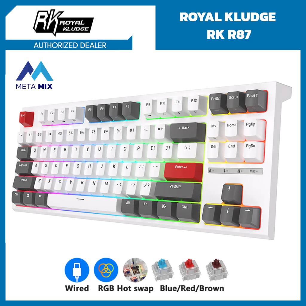 Jual ROYAL KLUDGE RK R87 WIRED MECHANICAL KEYBOARD 80% GAMING HOTSWAP ...