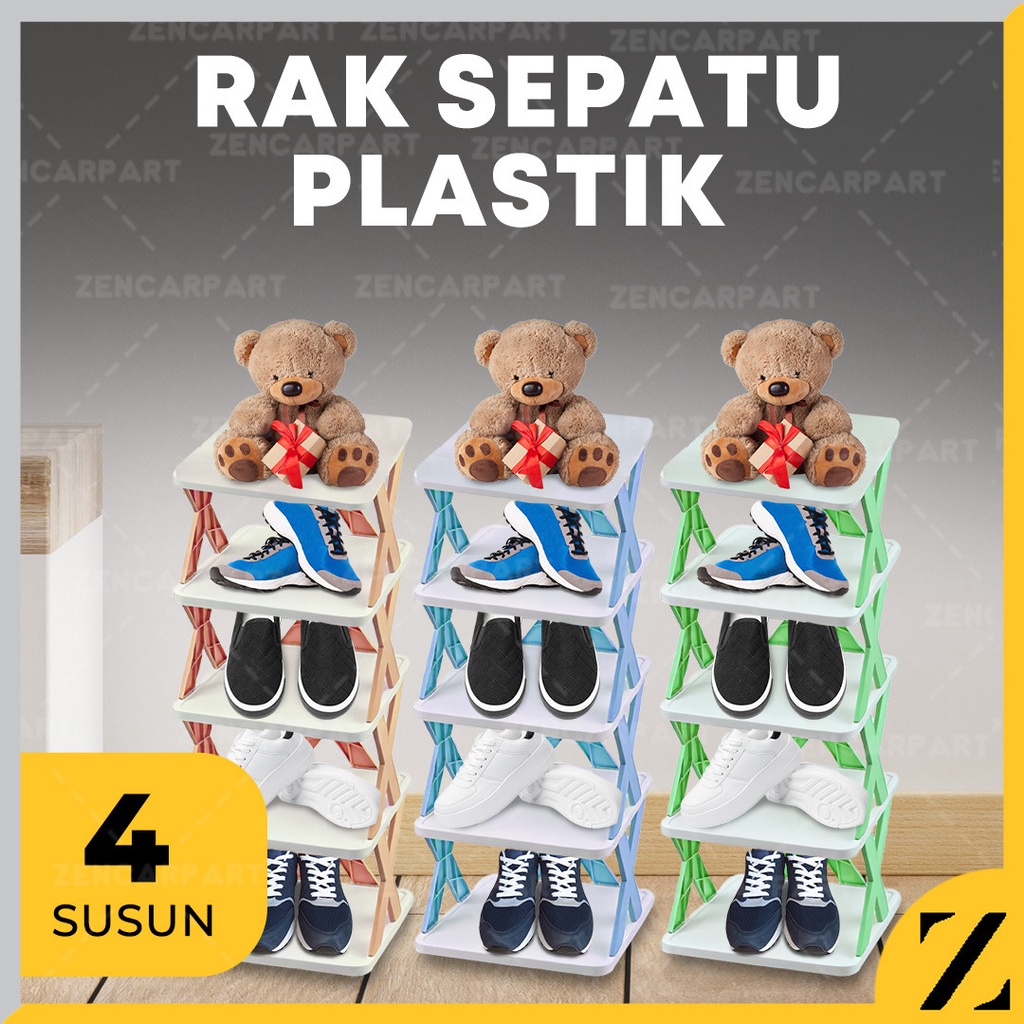 Jual Rak Sepatu Susun Plastik Rak Sepatu Sendal Model Silang X 4 Susun ...