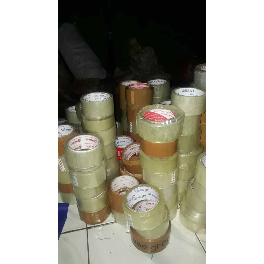 Jual lakban bening kiloan solasi campur warna 1 kg lakban 2 inch davis 500 yard mpi coklat ...