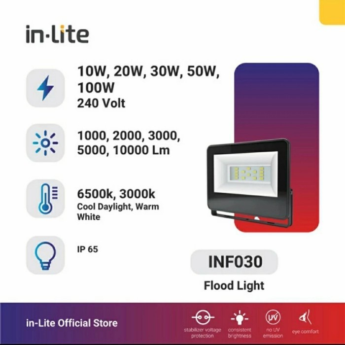 Jual Lampu Sorot LED Inlite 100 W INF030 IN-Lite Lampu Tembak Sorot ...