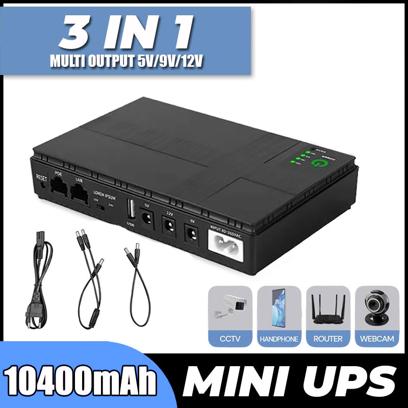 Jual (3in1) Mini UPS 12V 9V 5V 2A Portable Wifi Router CCTV Backup ...