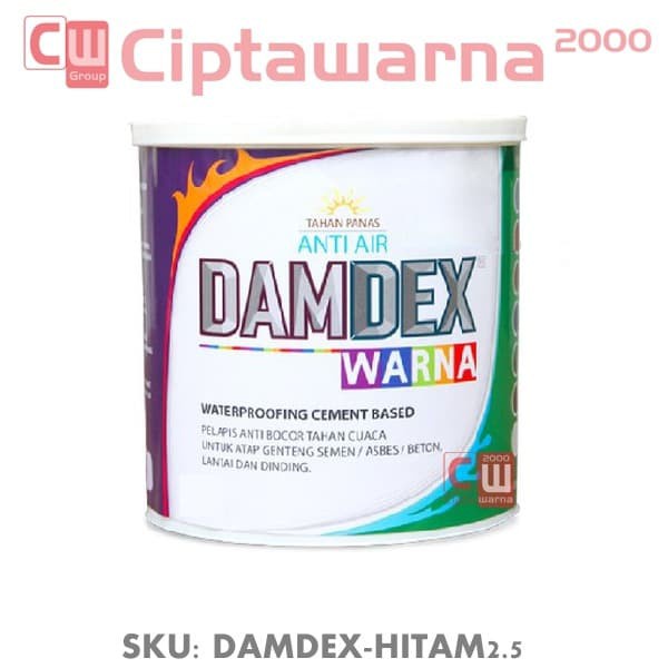 Jual Cat DAMDEX WARNA 2.5kg HITAM GREY WATERPROOFING KOLAM IKAN RENANG ...