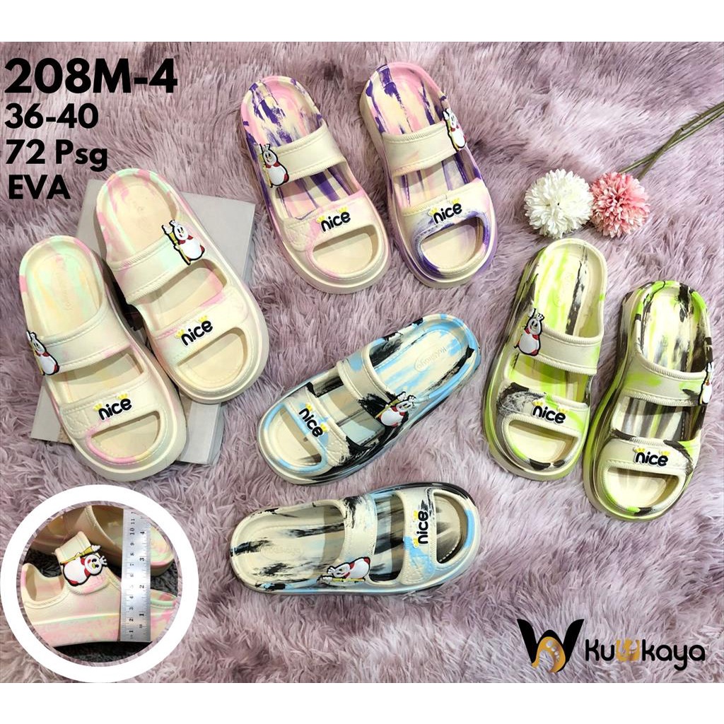 Jual Sandal Slop Wanita Eva Ban 2 Motif Corak Sembur Mixue Nice ...