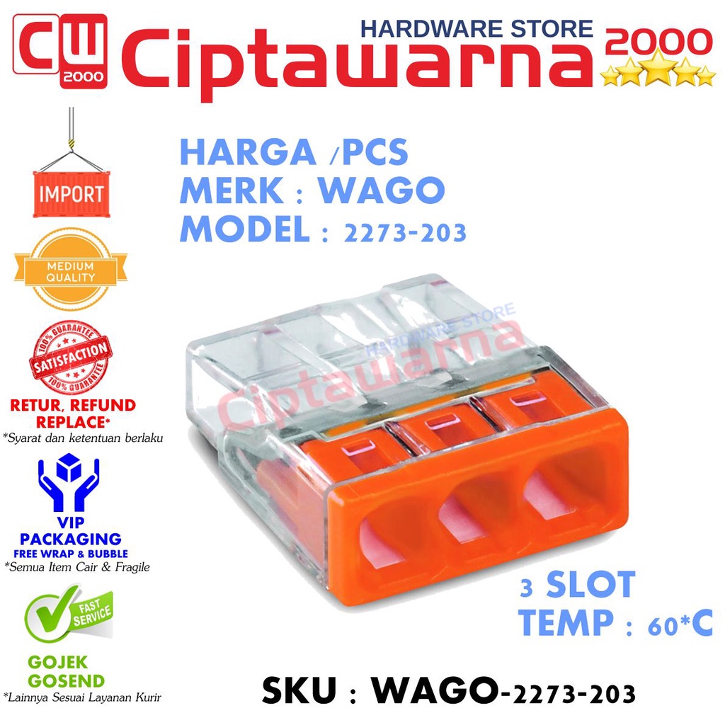 Jual Wago 2273-203 Konektor Kabel Listrik Terminal Block Compact Splicing – Cw2 | Shopee Indonesia