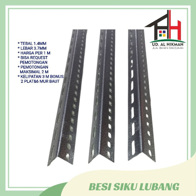 Jual MUNFA_STORE SIKU Rak Besi TEBAL/ Siku Lubang BESI 1 meter tebal 1.4 mm | Shopee Indonesia