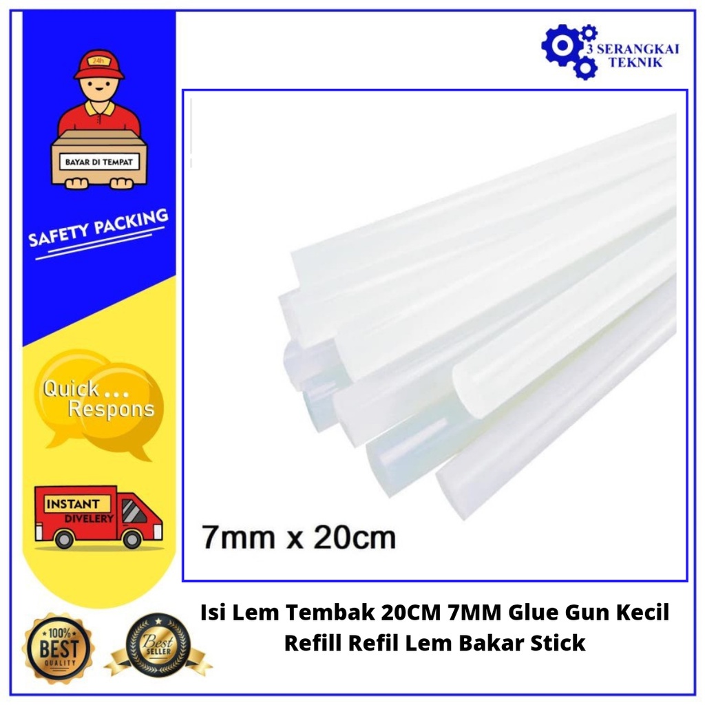 Jual Isi Lem Tembak 20CM 7MM Glue Gun Kecil Refill Refil Lem Bakar ...